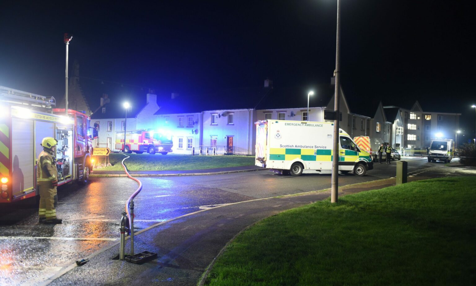 One taken to hospital after fire crews tackle blaze in Inverness ...