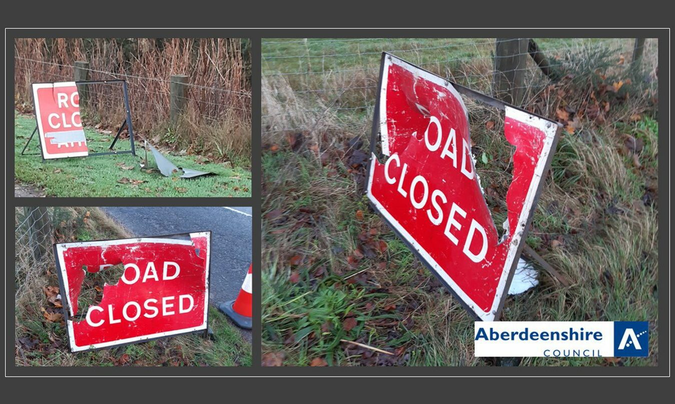 Safety signs at St Combs roadworks damaged and stolen, and workforce ...