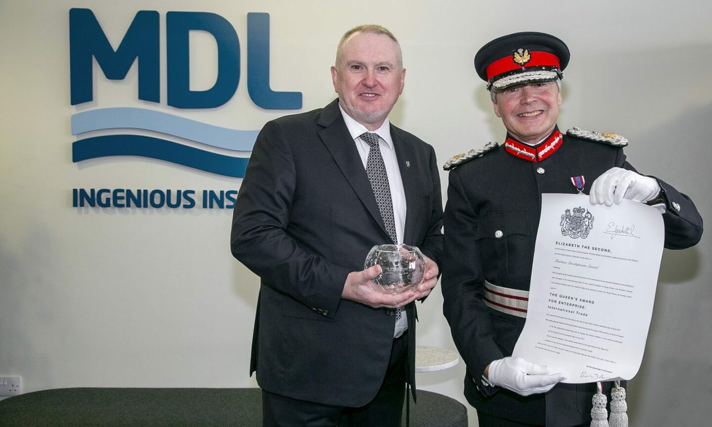 Maritime Developments hoists Queen's Award trophy