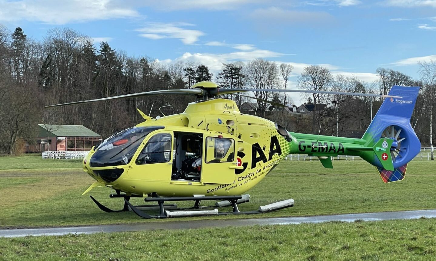 Man in his 90s helicopter evacuated at Turriff Haughs