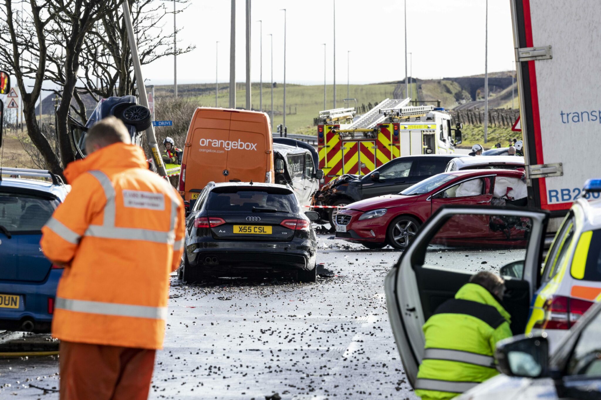 A92 crash: Four people taken to hospital following 17-vehicle crash near Newtonhill - Press and ...
