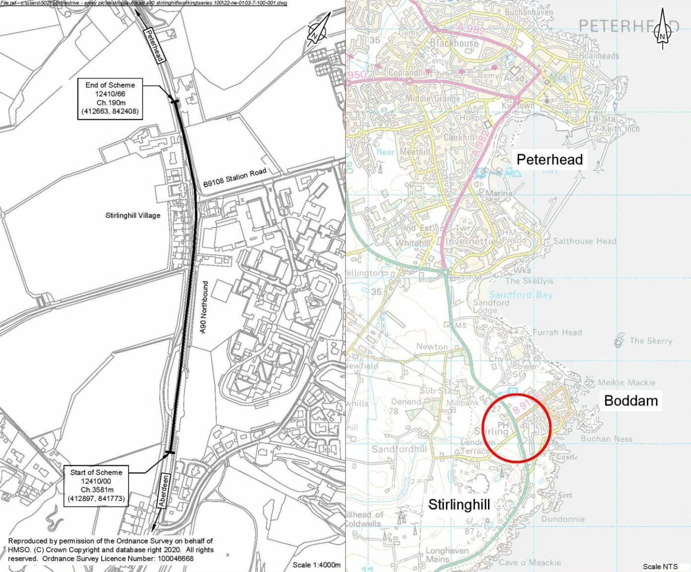Two weeks of overnight roadworks on the A90 near Boddam