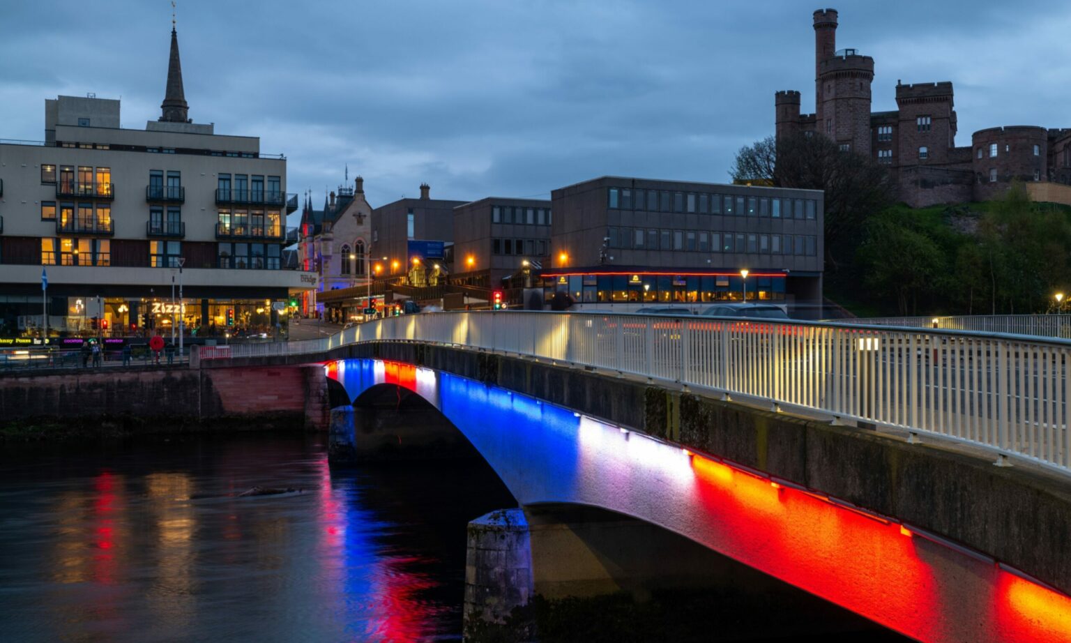 Inverness landmarks lit up Union flag colours for coronation