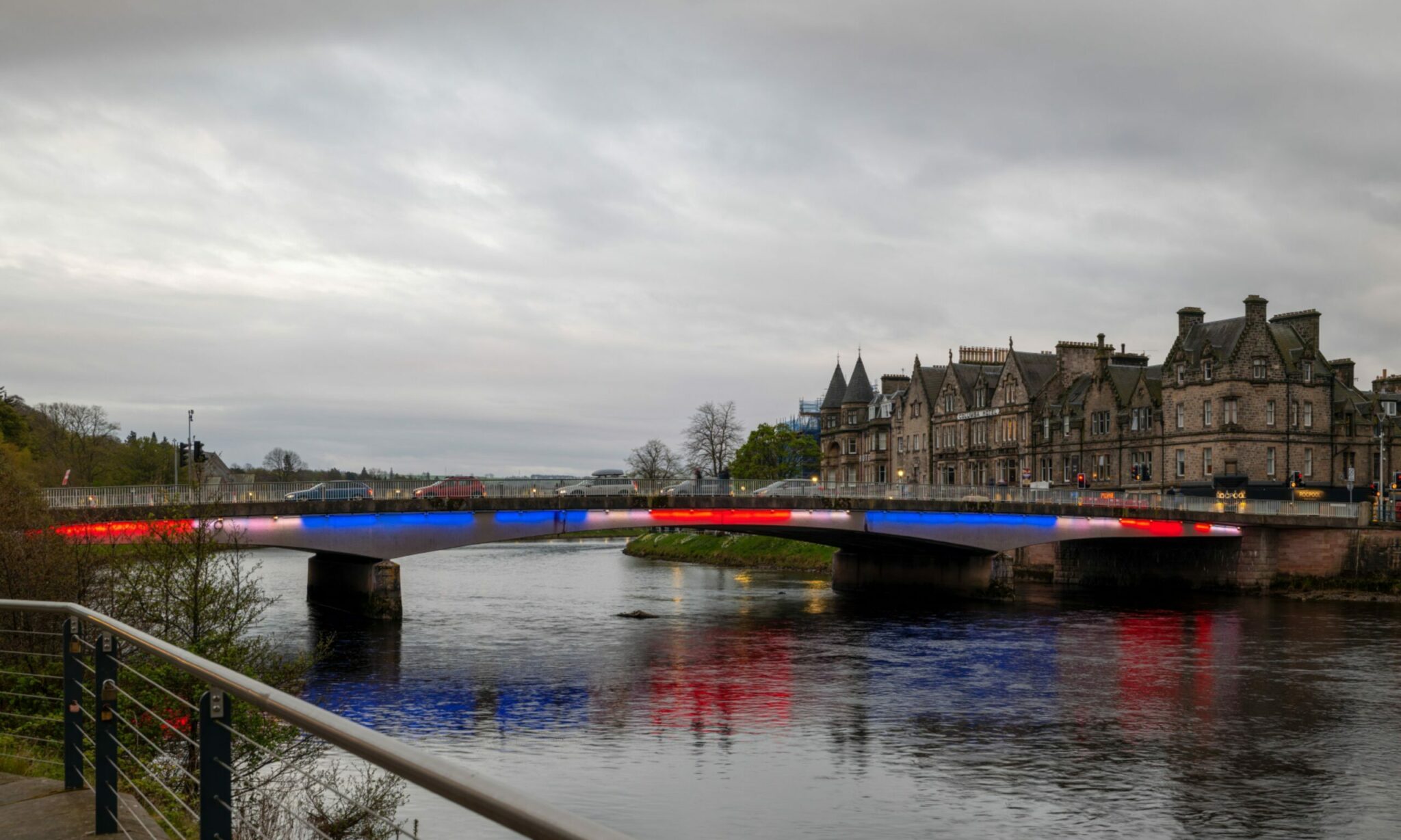 Inverness landmarks lit up Union flag colours for coronation