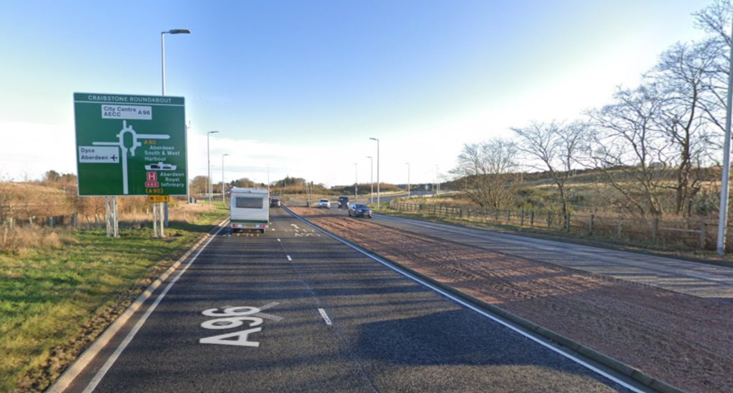 A96 closed after collision at Craibstone roundabout