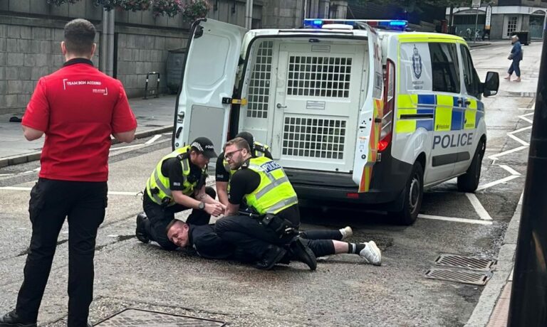 Watch: Police pin man to ground near Aberdeen shopping centre
