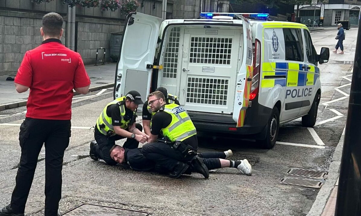 Watch: Police pin man to ground near Aberdeen shopping centre