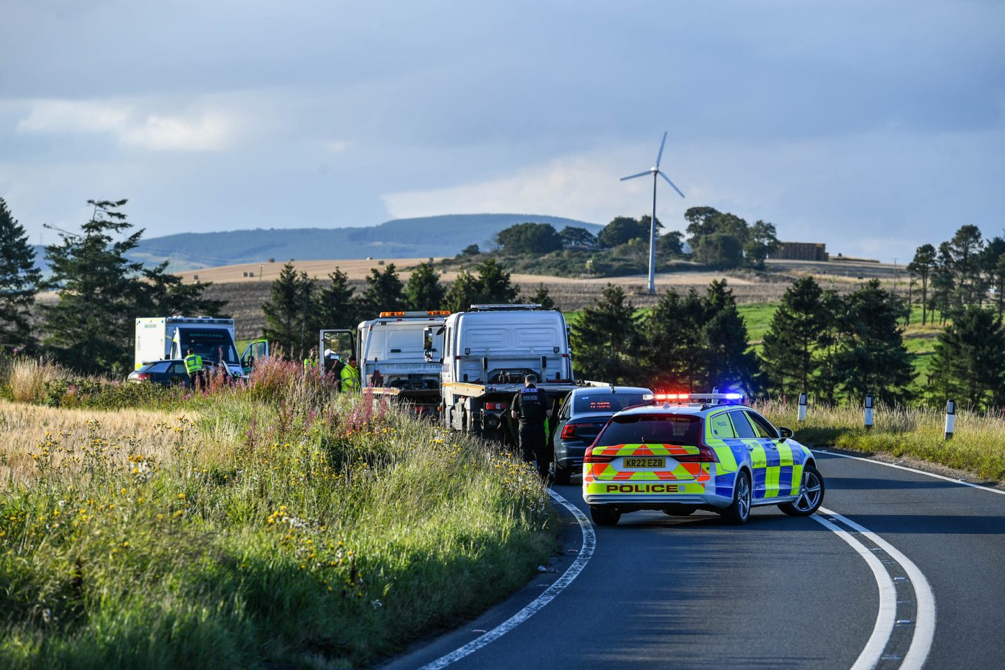 Woman, 25, hospitalised after two-car crash on A96 near Pitmachie