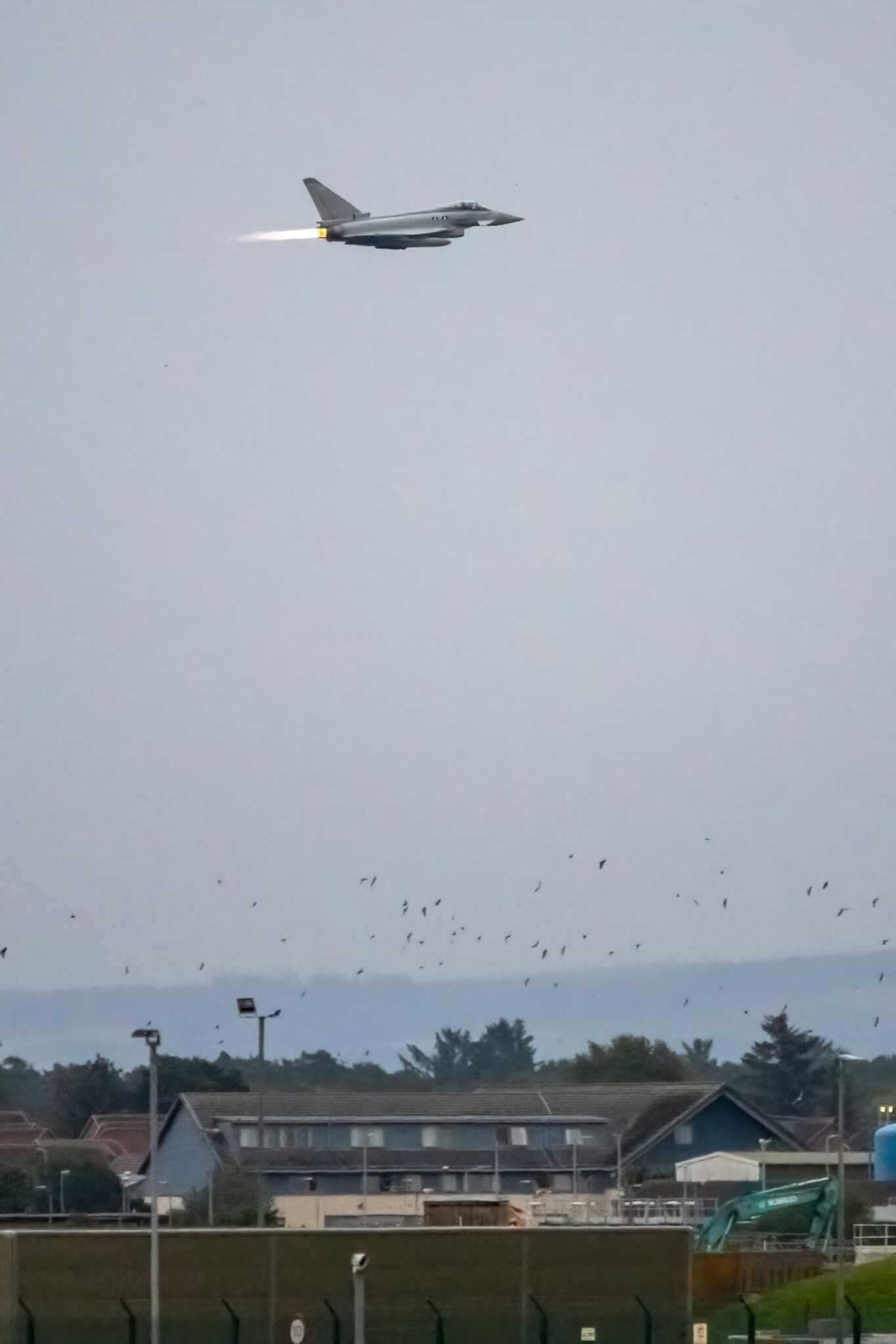 Typhoon jets soar across the sky in evening flypast over Lossiemouth base