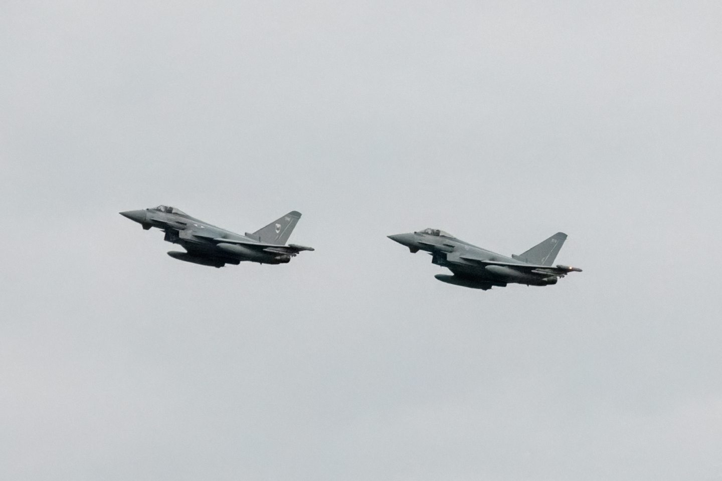 Typhoon jets soar across the sky in evening flypast over Lossiemouth base