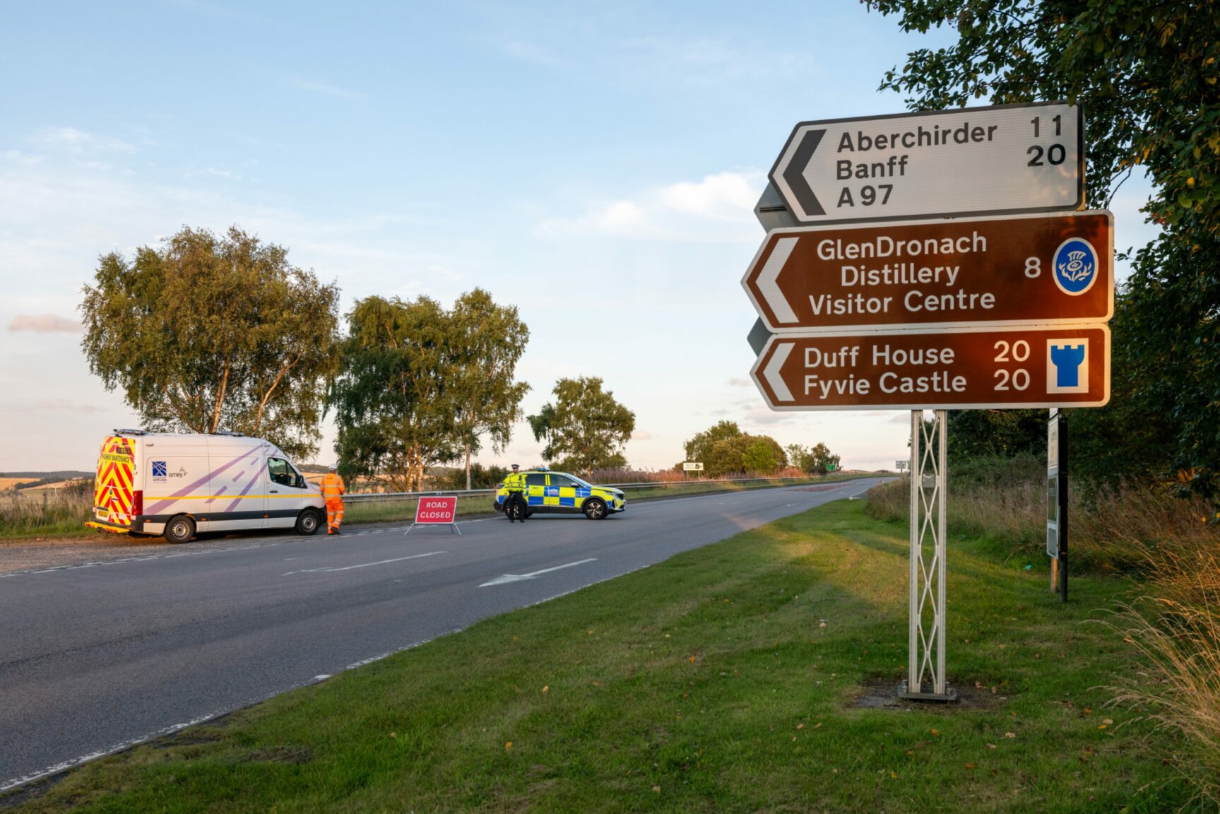A96 closed following three vehicle crash near Huntly