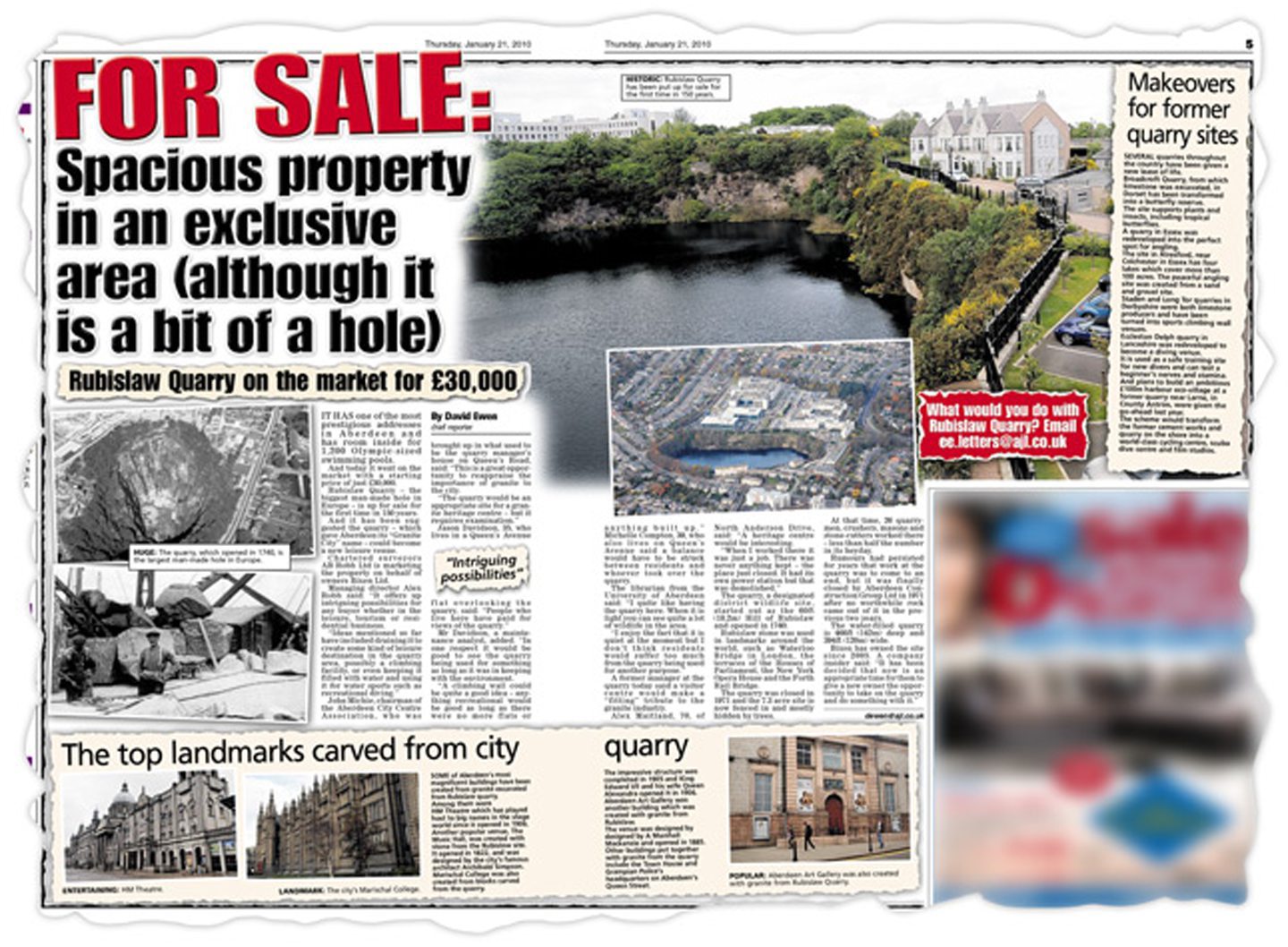 Rubislaw Quarry on sale for £150k - but strict laws could limit new owners