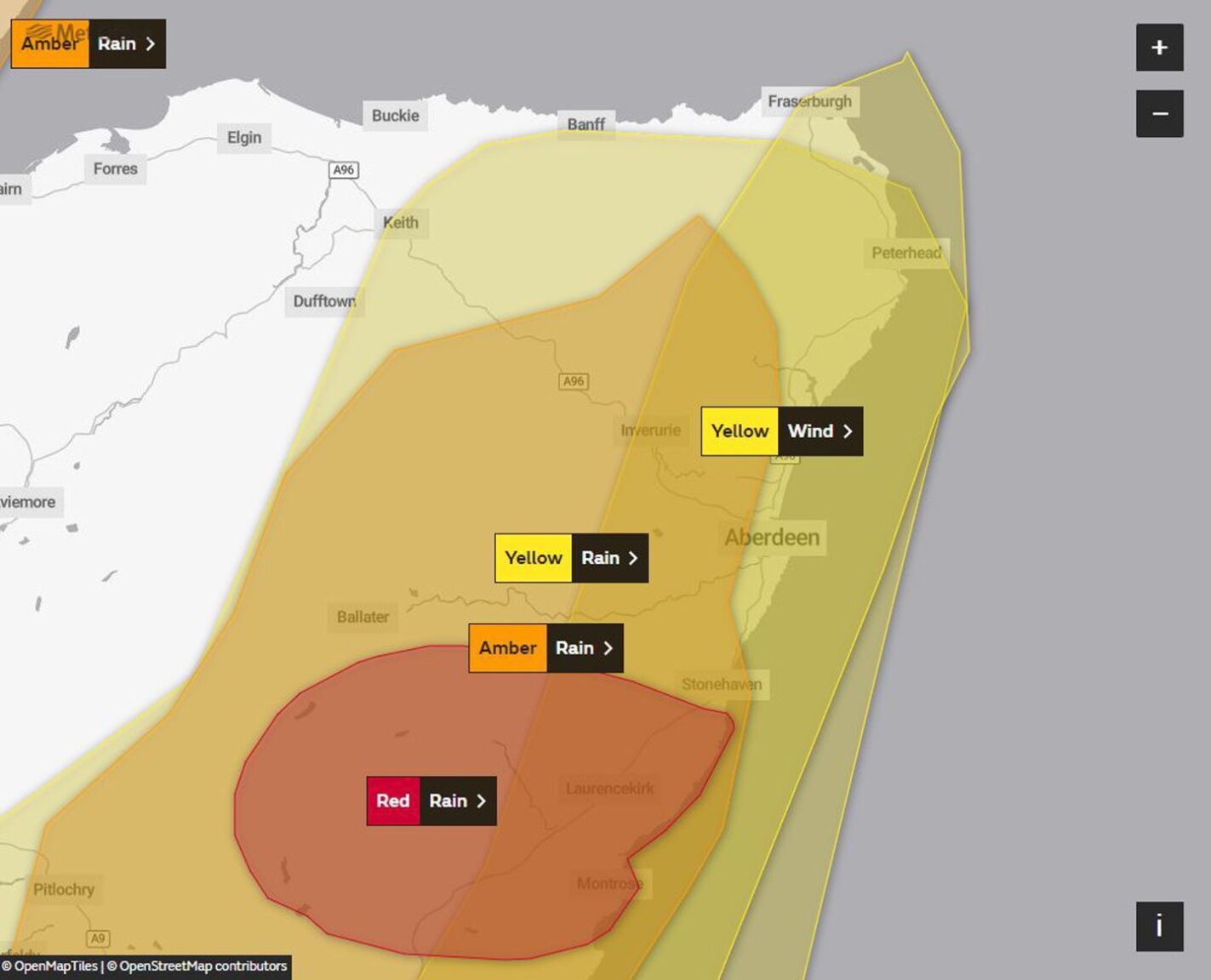 Storm Babet: Aberdeenshire's red weather warning extended as new alerts ...