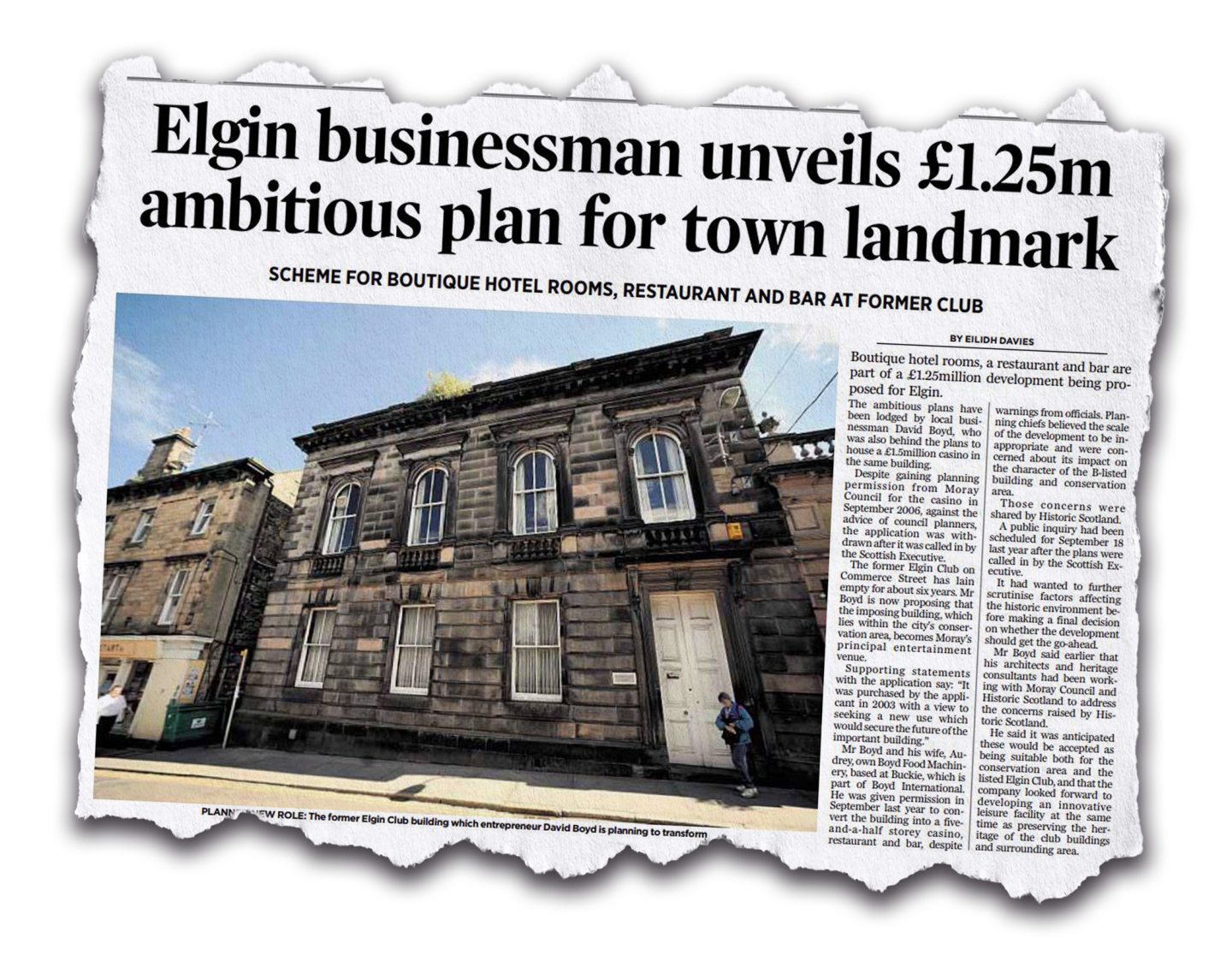 Elgin Club: Grand Elgin town centre building goes up for sale