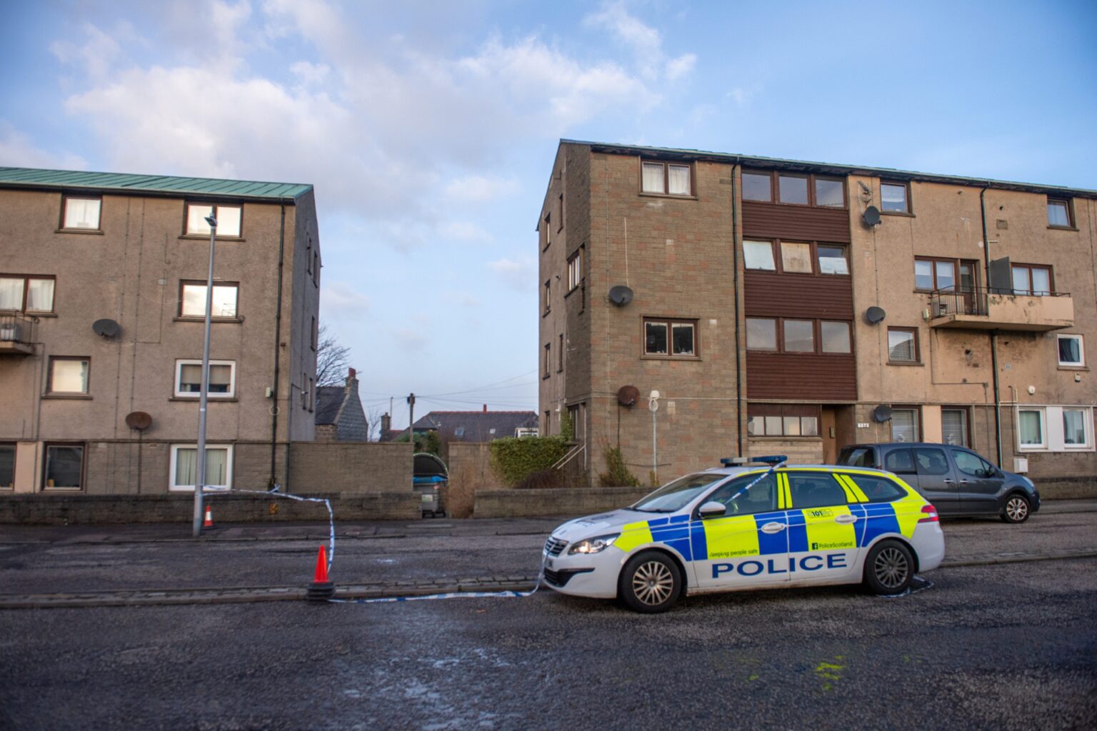 Police cordon off street in Torry Aberdeen due to ongoing incident