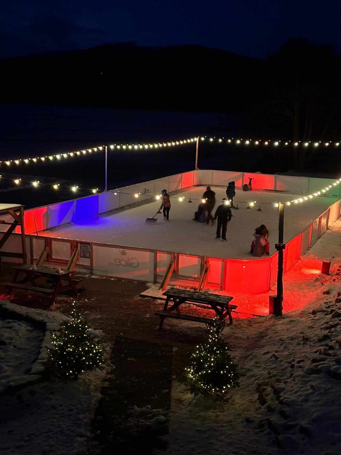 Try ice skating and hockey on 'Glice' rink at Loch Insh