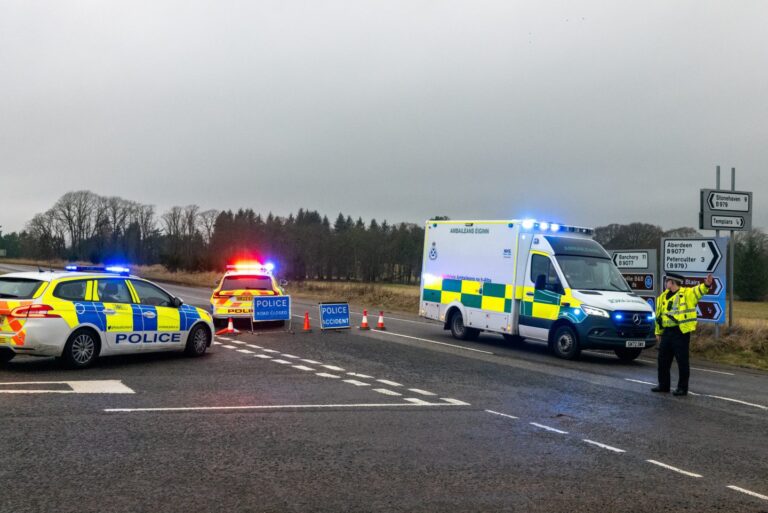 South Deeside Road closed after crash near Altries House