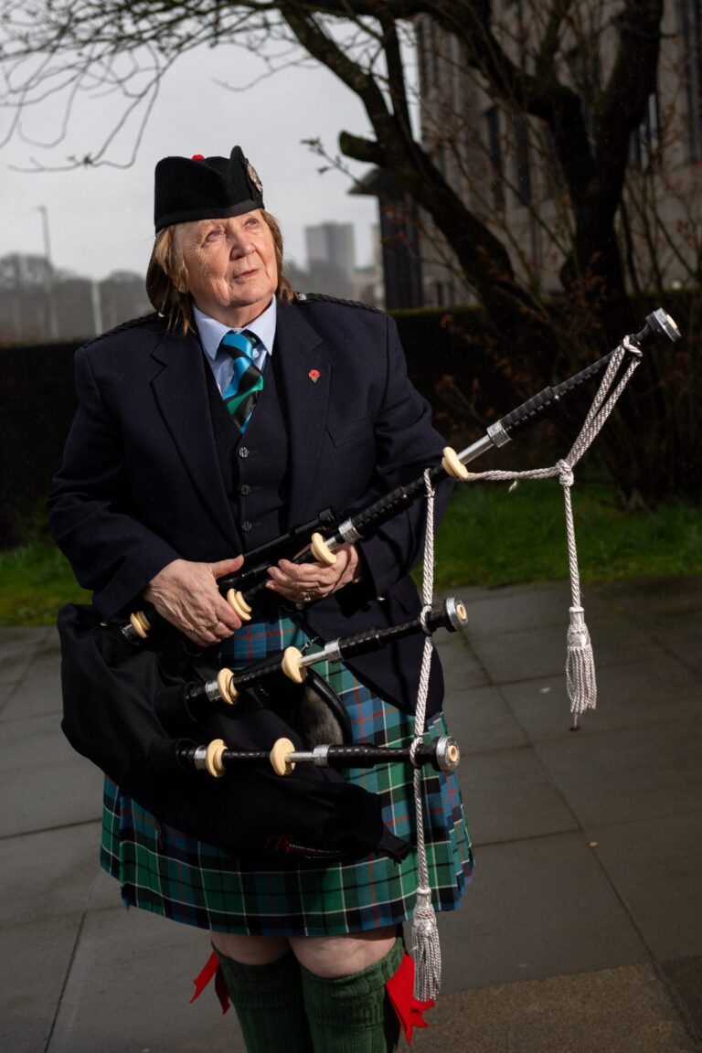 St Machar Academy teacher didn't pick up the pipes until her 60s, but is playing for the King