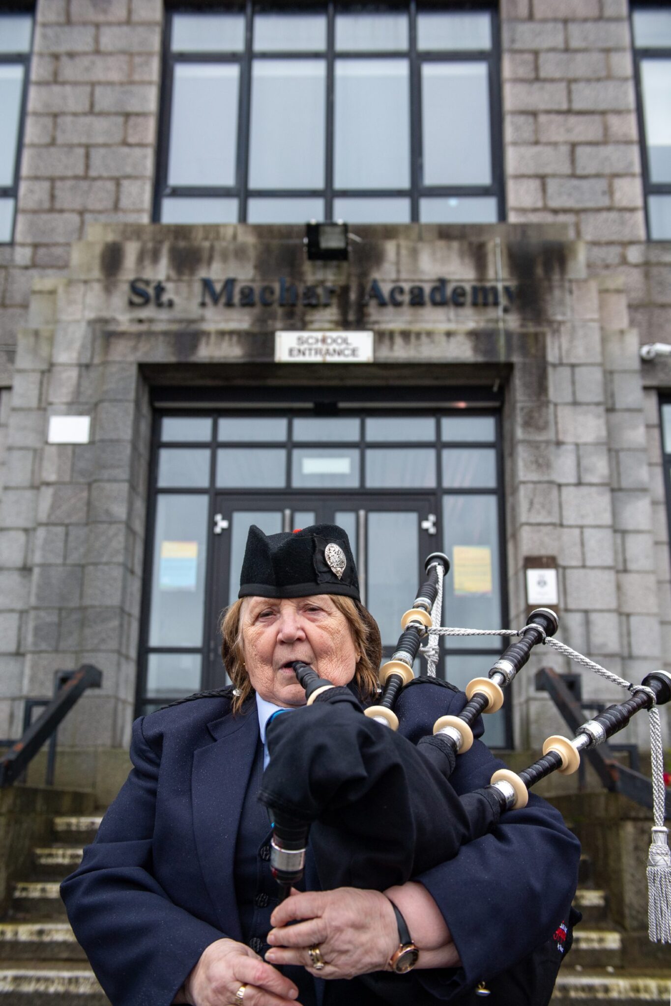 St Machar maths teacher Jane MacRae's D-Day bagpipe tribute
