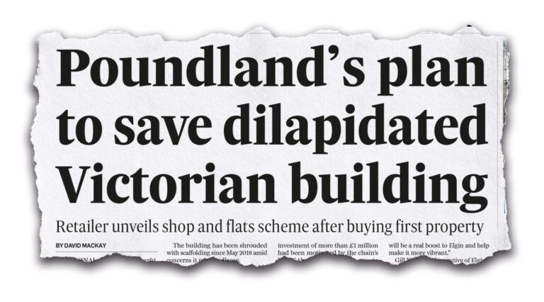 Timeline of 6 years of Poundland works in Elgin