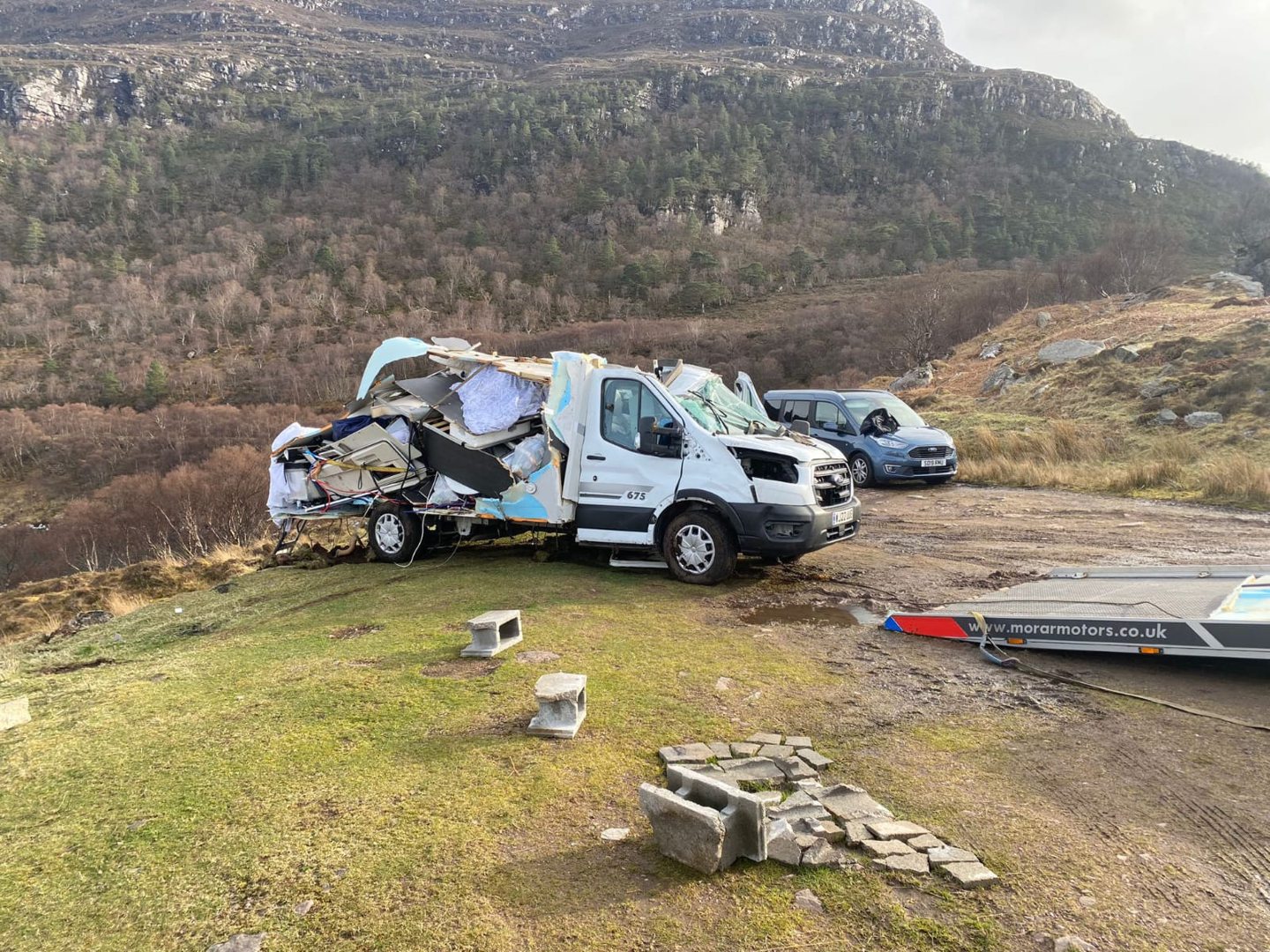 Motorhome destroyed after being 'blown' down hill on NC500 route