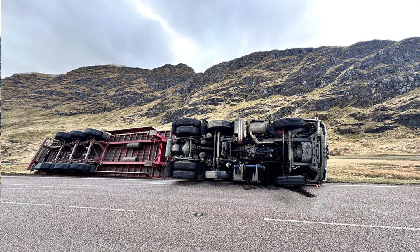 HGV overturns on busy Argyll and Bute A83 road