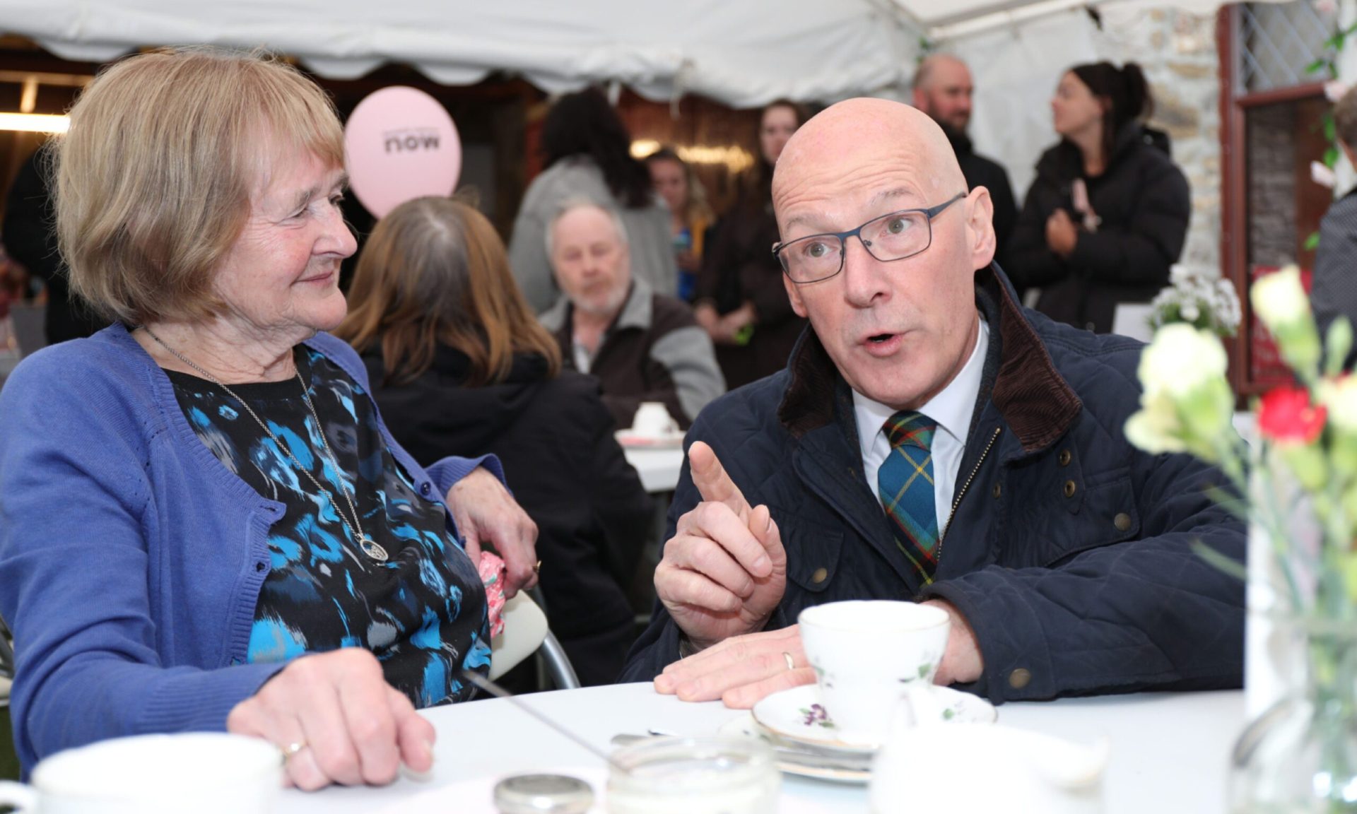 John Swinney ramps up fight to beat Douglas Ross as he visits Moray