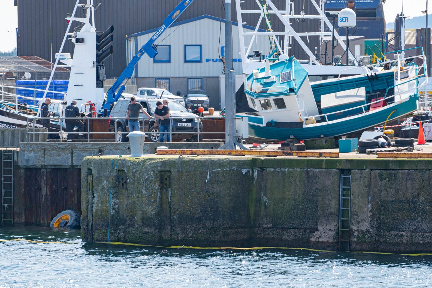 Forklift falls into Fraserburgh pier after harbour crash