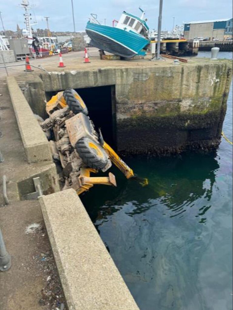 Forklift falls into Fraserburgh pier after harbour crash