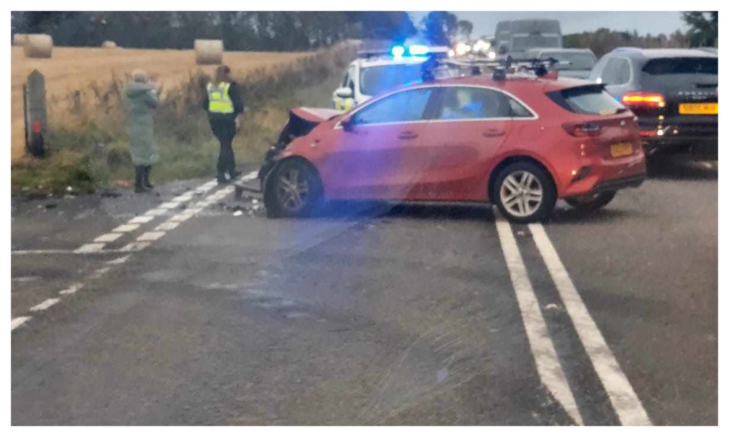 Two people in hospital following crash on A947 Oldmeldrum Road