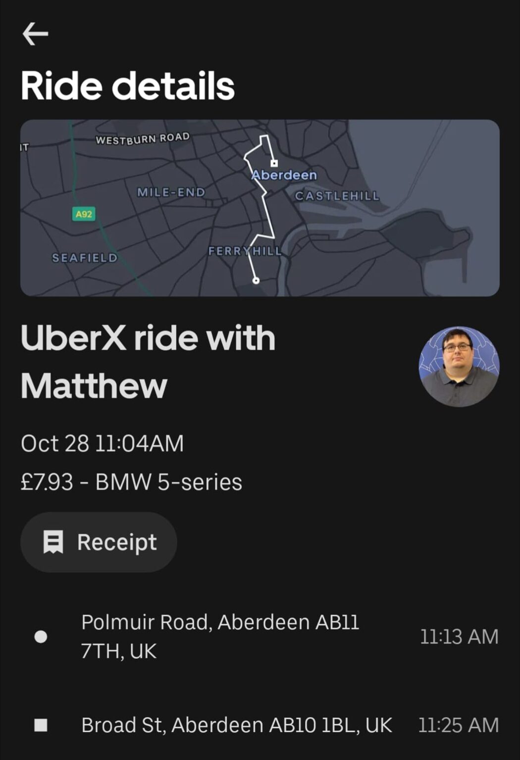 I took the first ever Uber ride in Aberdeen