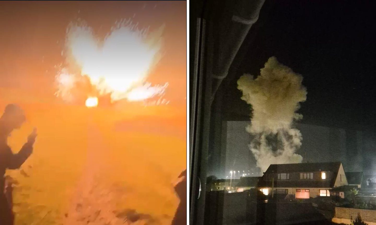 Peterhead explosion which shook houses caught on camera