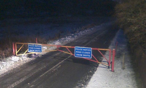 Roads closed due to snow and ice in Aberdeenshire and the north