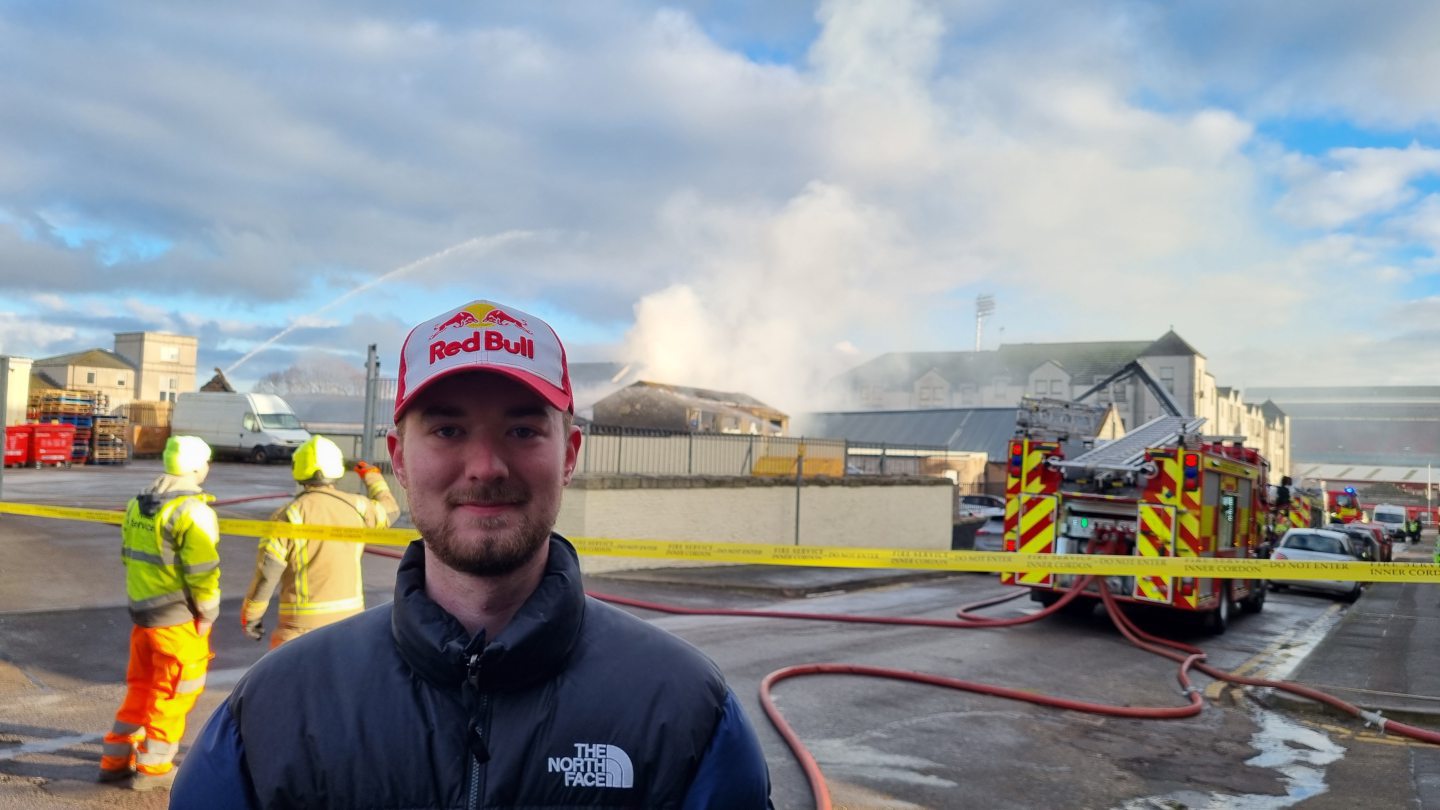 Crews battle fire at garage near Pittodrie stadium