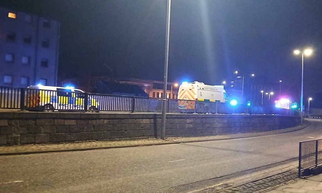 Pedestrian taken to hospital after collision with car at Skene Square
