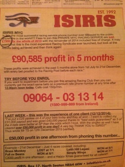 Isiris: Highland millionaire Kevin Booth's racing tips service