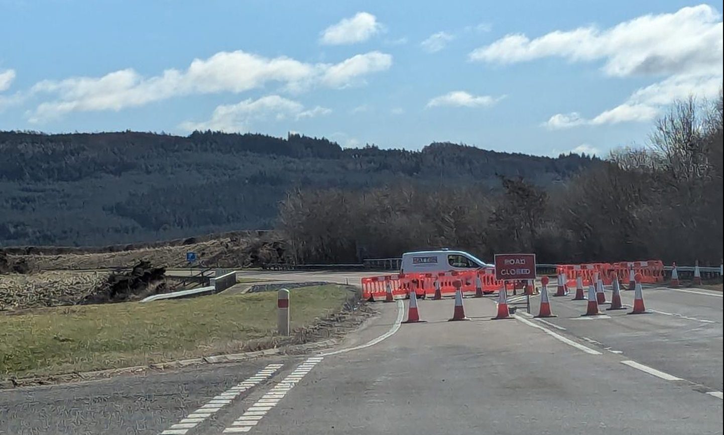 Section of A96 closed all weekend due to roadworks near Cairnie