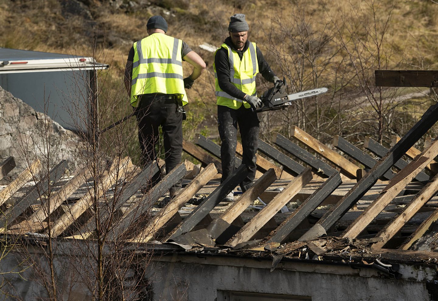 Pictures show demolition underway at Jimmy Savile cottage