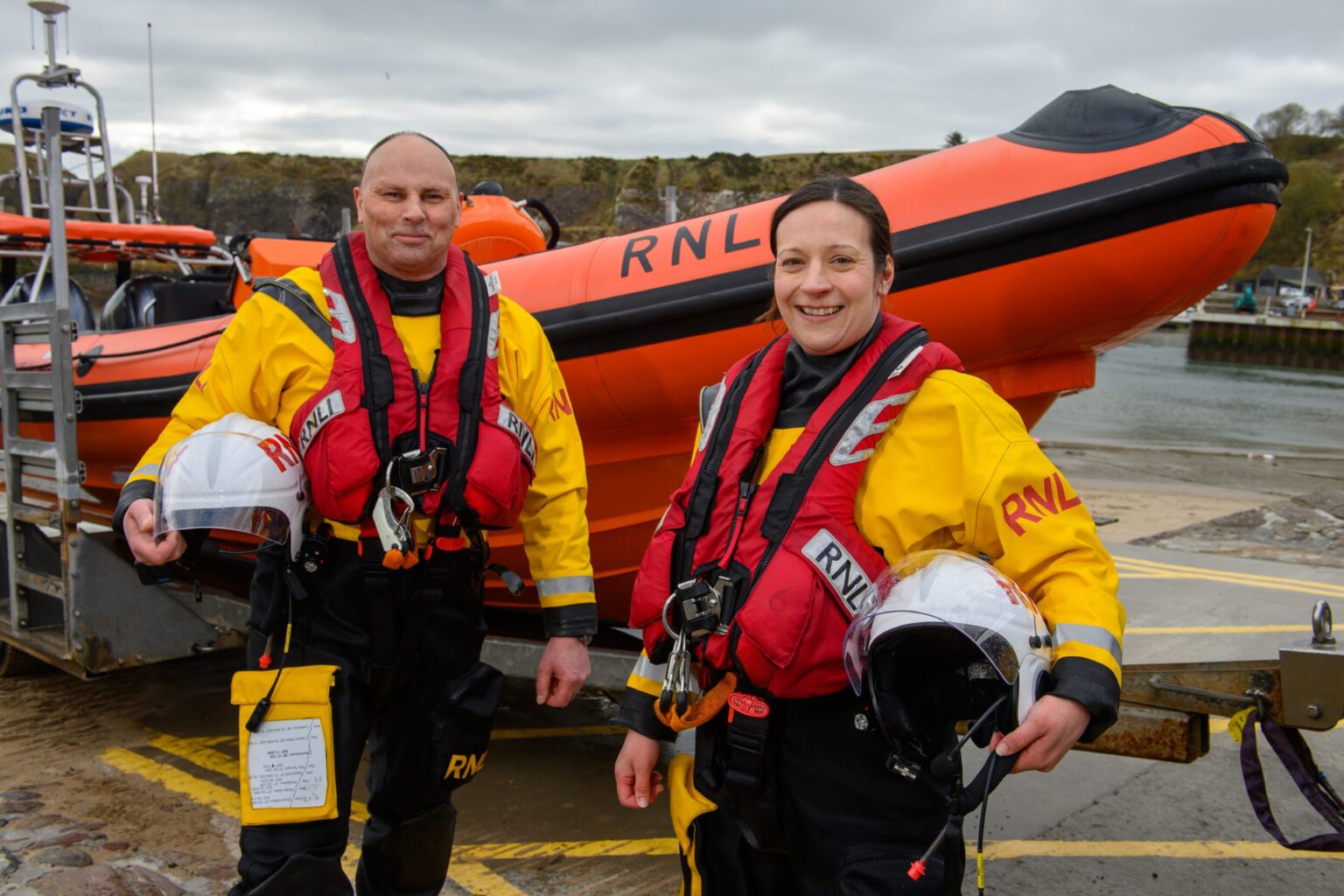 Stonehaven crew preparing to launch from new lifeboat station