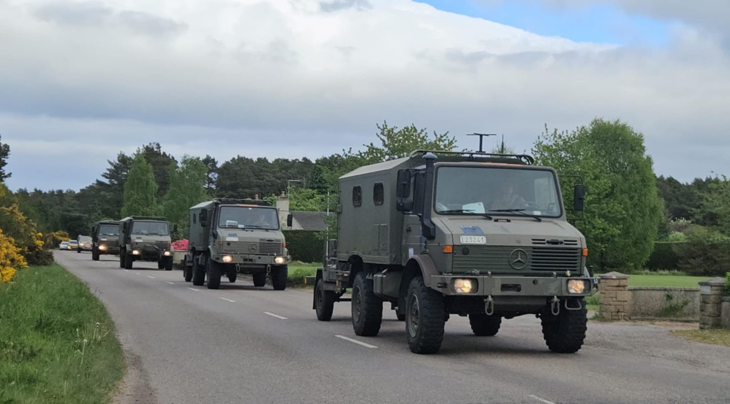 What was fleet of Belgian army vehicles doing in Kinloss?