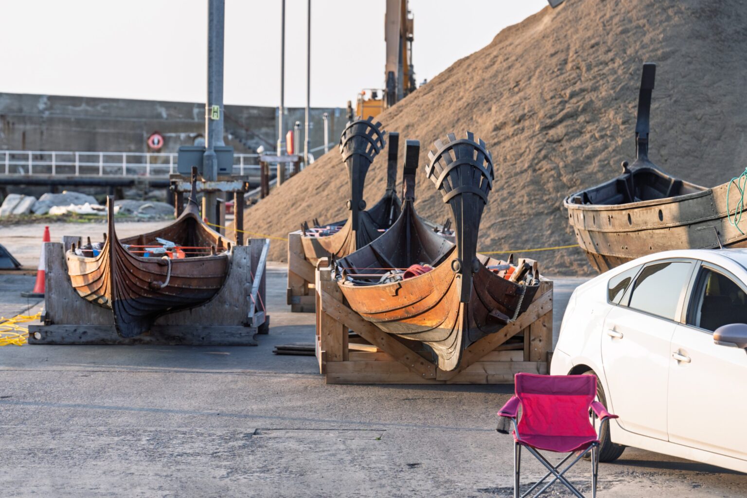 War boats arrive at Buckie Harbour as part of The Odyssey filming
