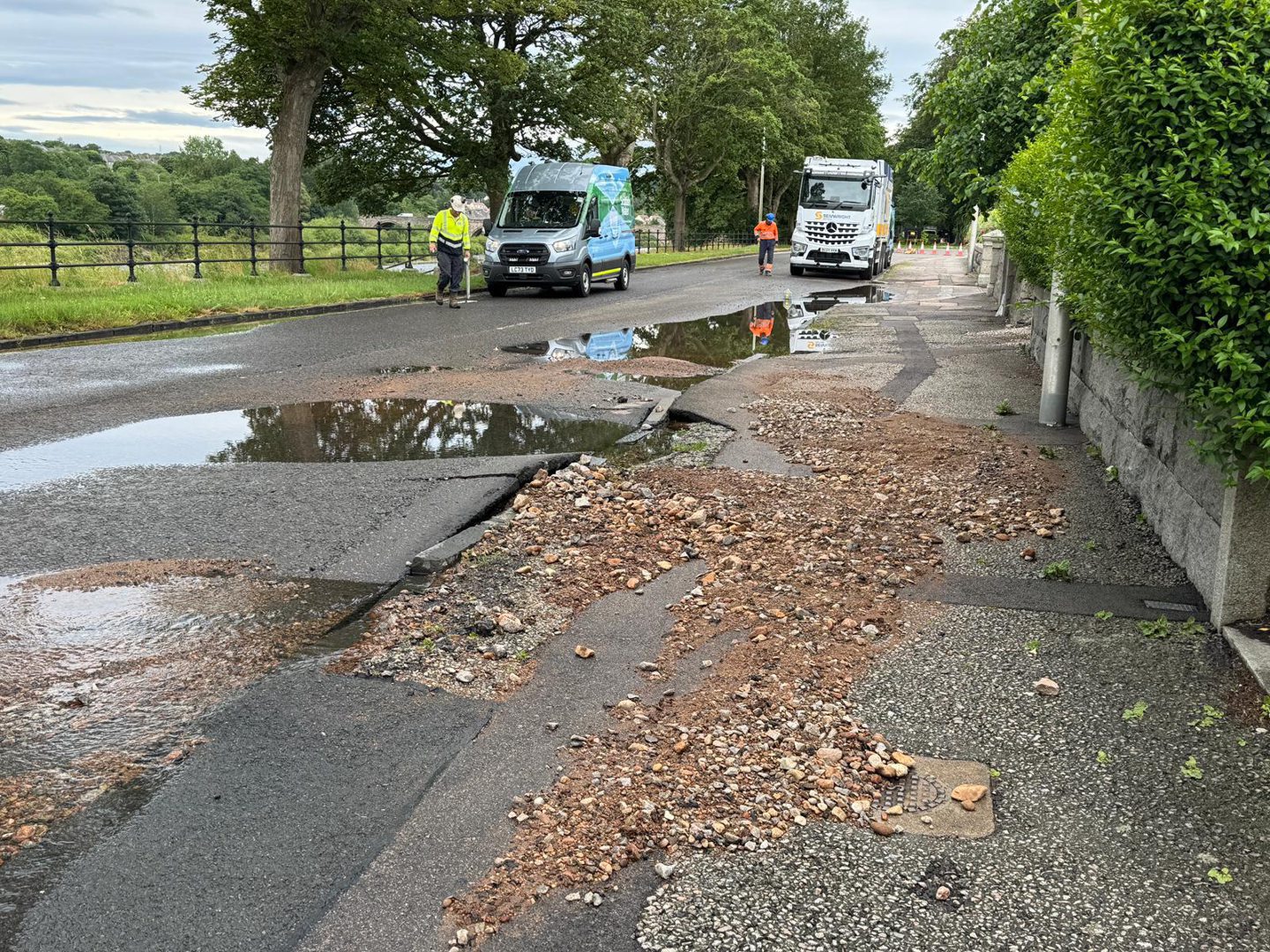 Aberdeen road flooded as water main bursts