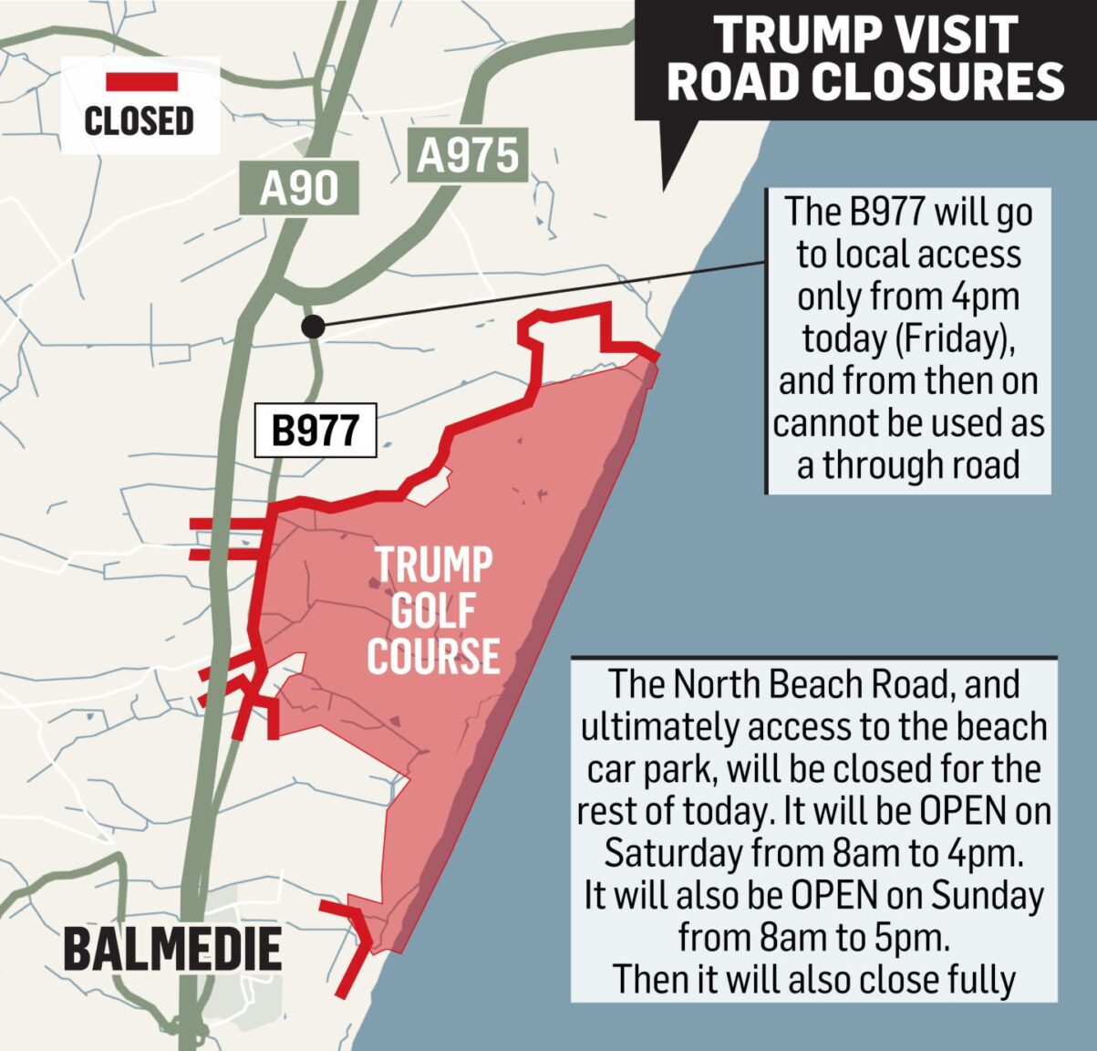 Road closures and helicopters in Balmedie ahead of Trump visit