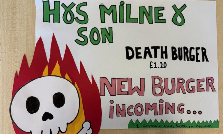 Bucksburn butcher sells 400 "Death Burgers" to pupils' recipe