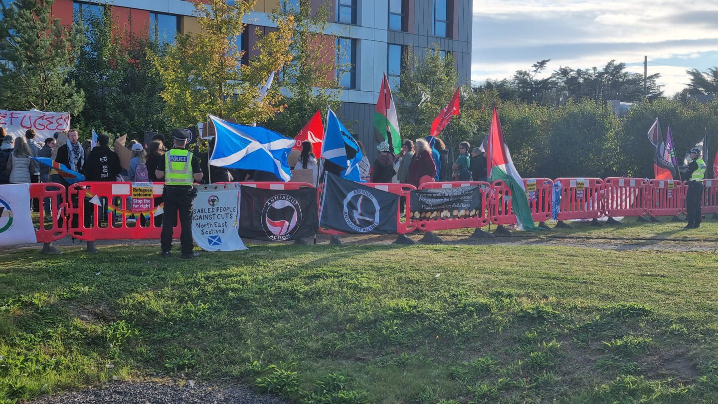 Protesters locked in stand off at Westhill migrant hotel