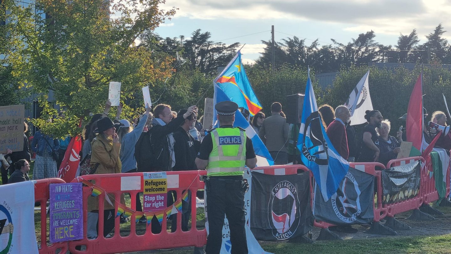 Protesters locked in stand off at Westhill migrant hotel