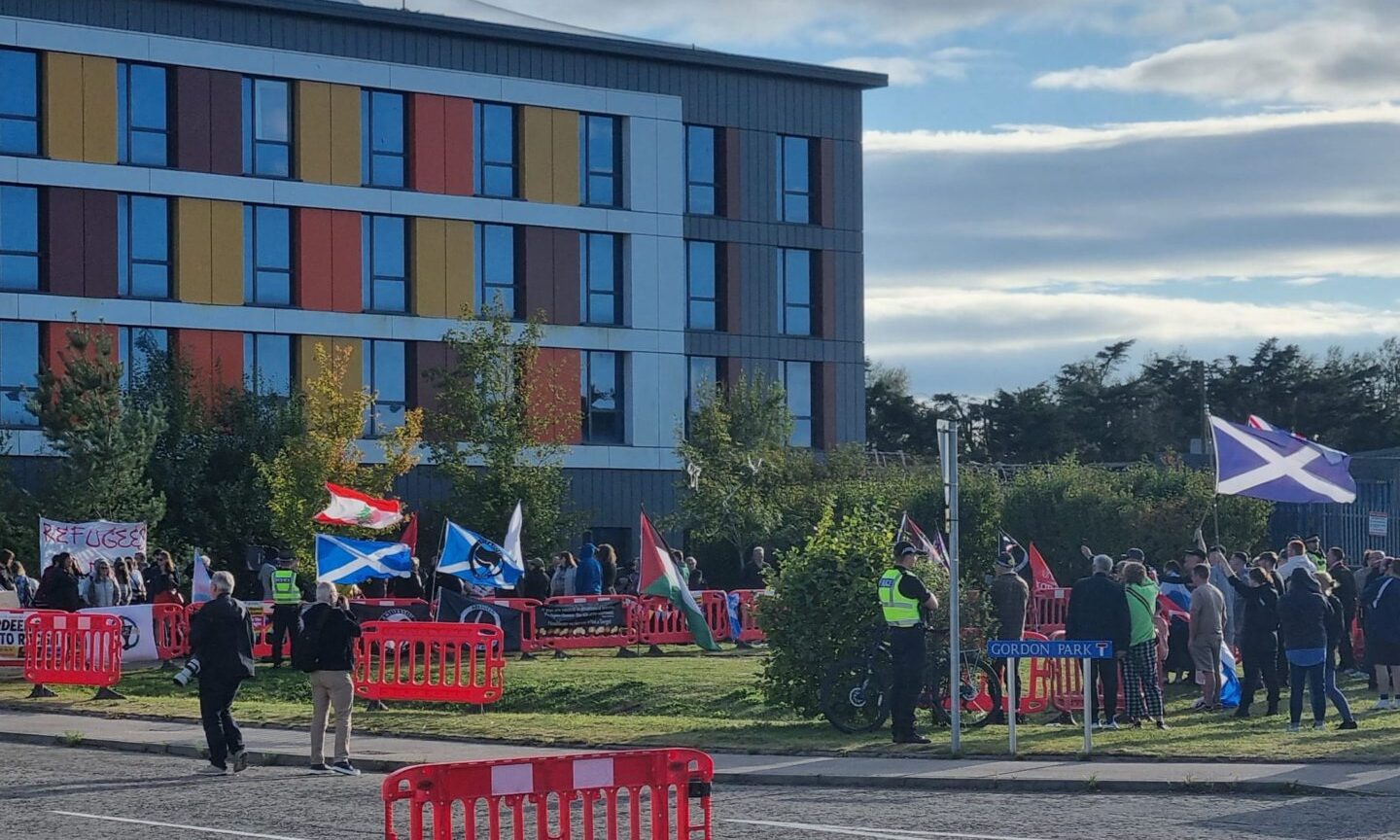 Protesters locked in stand off at Westhill migrant hotel
