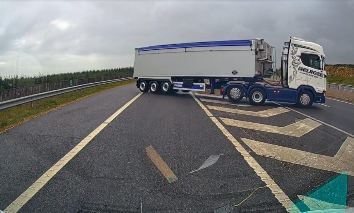 A90 driver's shock as lorry driving on wrong side of the road