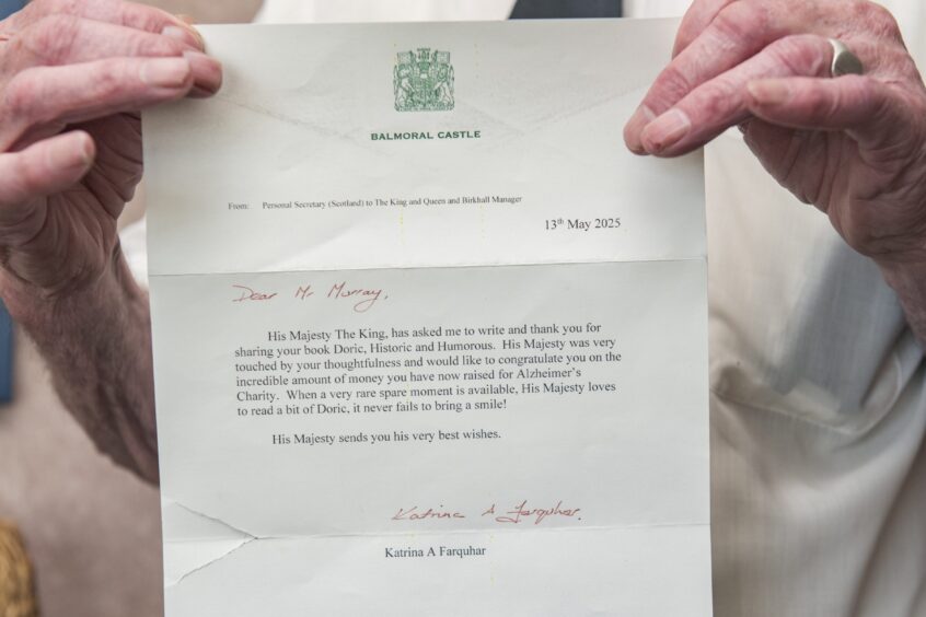 Harold's letter from Balmoral says King 'loves to read a bit of Doric'