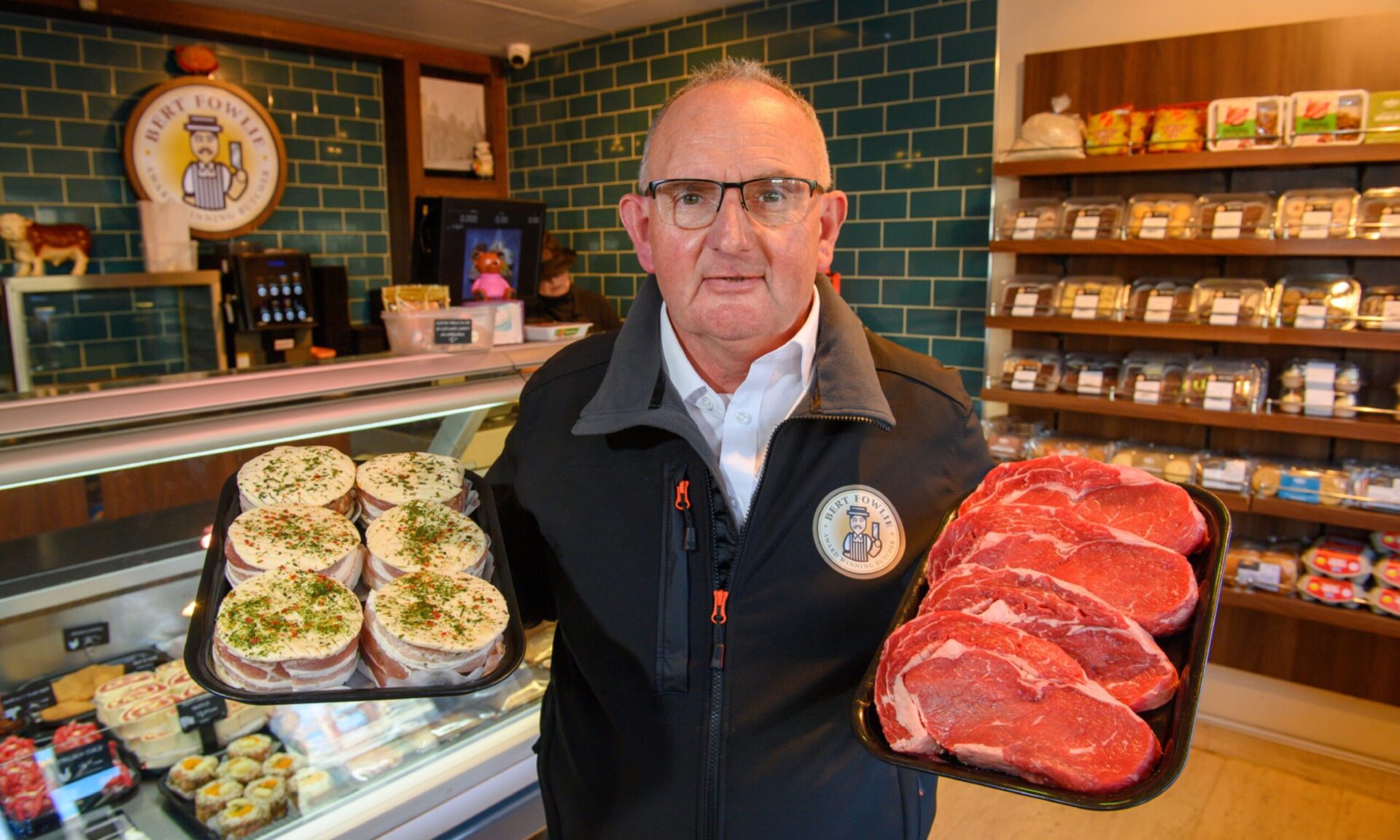 Bert Fowlie Butcher in Strichen celebrates 70 years with donation to GP
